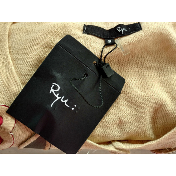 Ryu | Sweaters | Ryu Cardigan Sweater Beige Burgundy Satin Floral ...